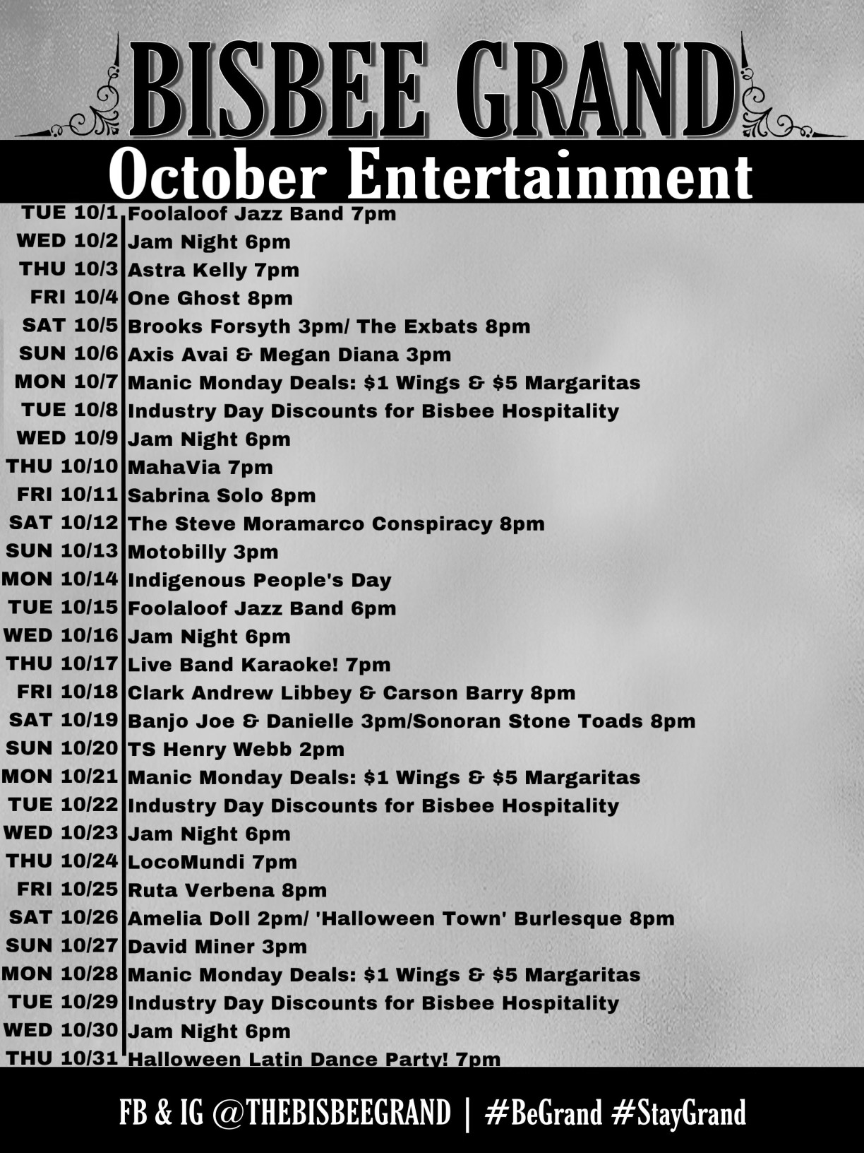 Monthly Bisbee Event Calendars - This Week in Bisbee (T.W.I.B.)