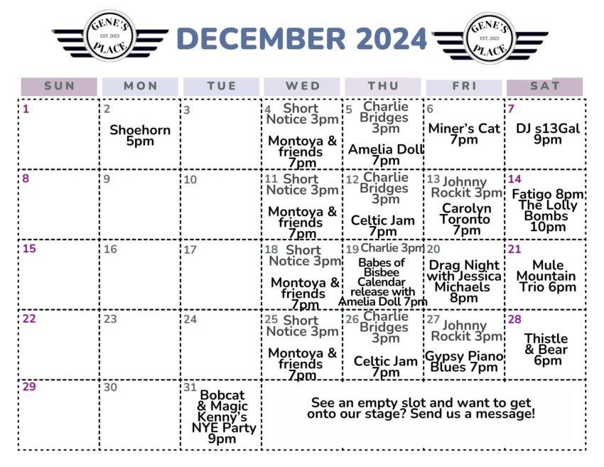 Monthly Bisbee Event Calendars - This Week in Bisbee (T.W.I.B.)