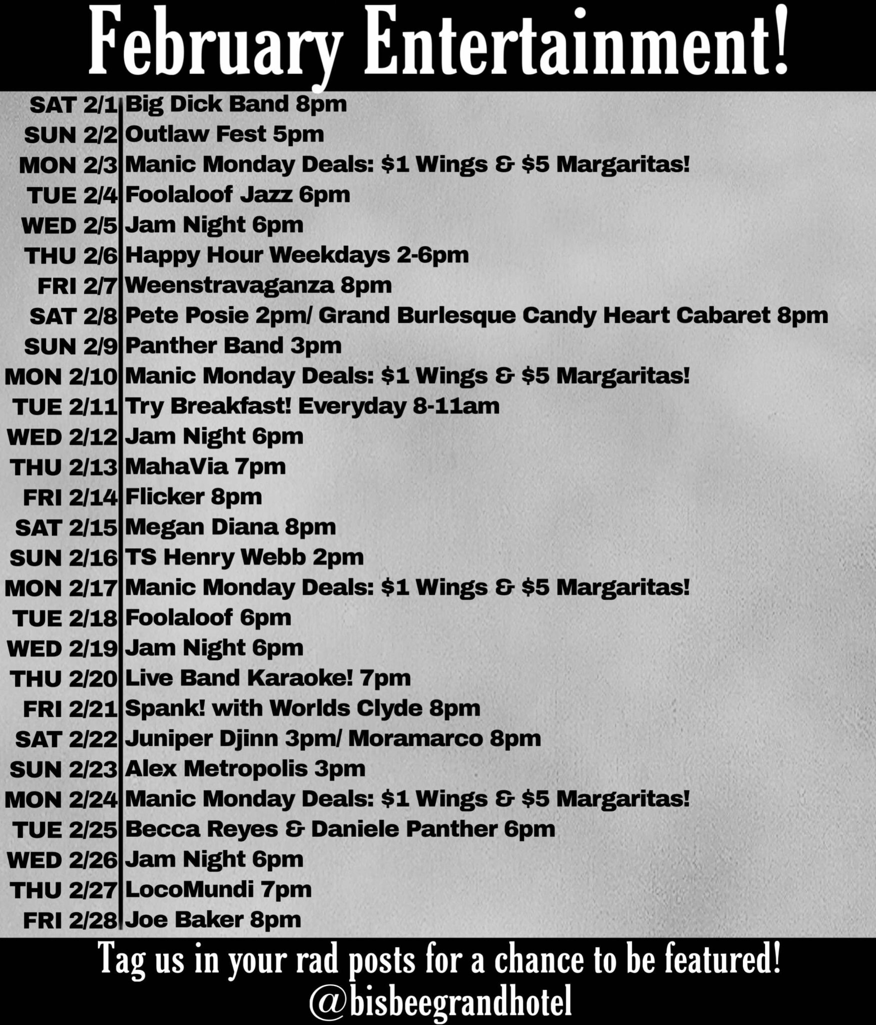 Monthly Bisbee Event Calendars - This Week in Bisbee (T.W.I.B.)