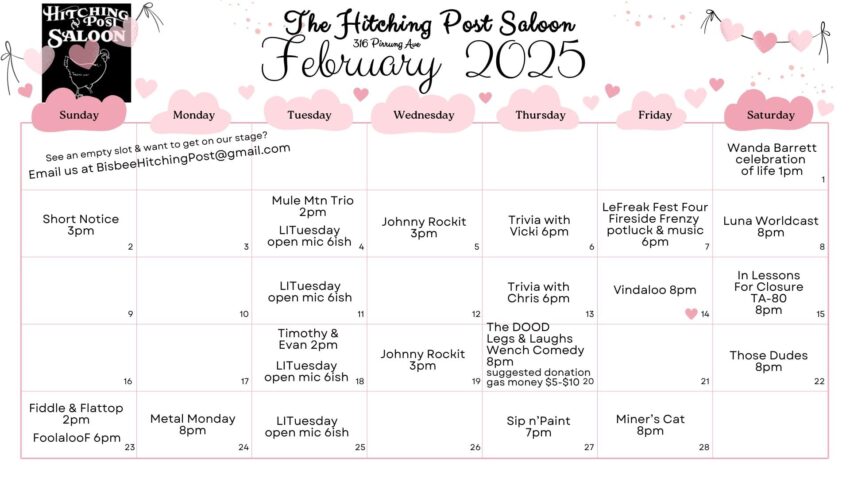 Monthly Bisbee Event Calendars - This Week in Bisbee (T.W.I.B.)