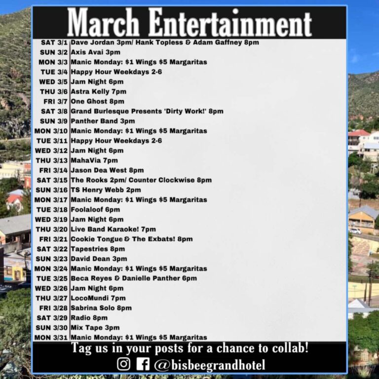Monthly Bisbee Event Calendars - This Week in Bisbee (T.W.I.B.)