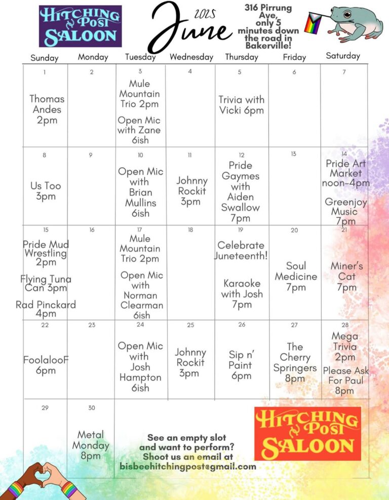 Monthly Bisbee Event Calendars - This Week in Bisbee (T.W.I.B.)