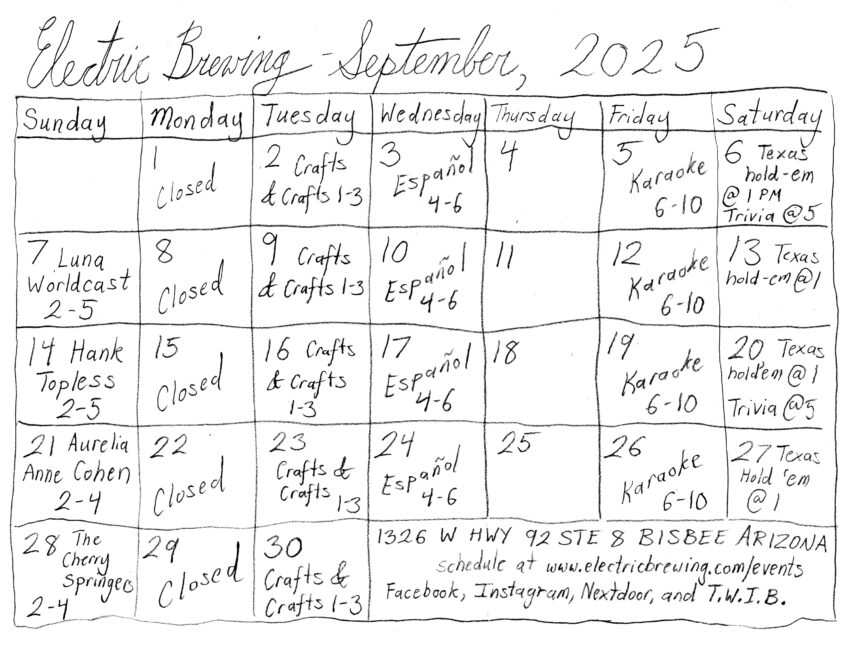 Monthly Bisbee Event Calendars - This Week in Bisbee (T.W.I.B.)