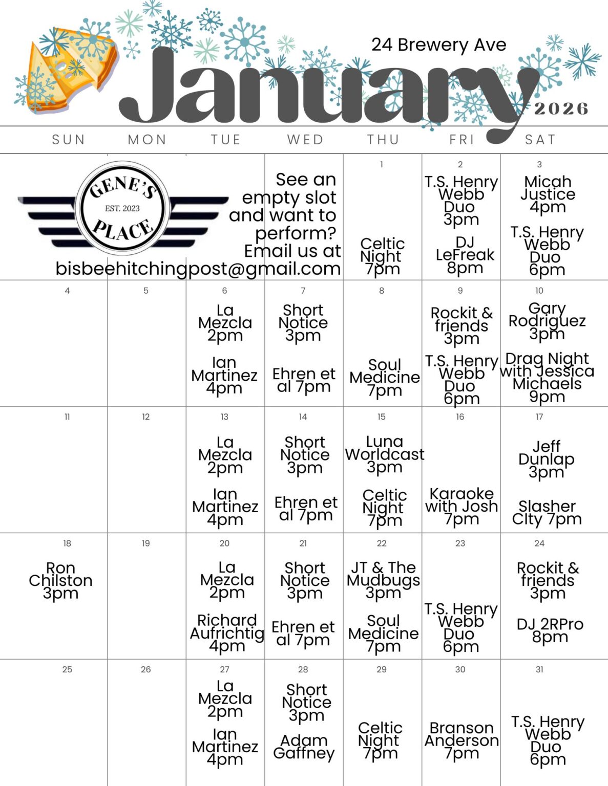 Monthly Bisbee Event Calendars - This Week in Bisbee (T.W.I.B.)